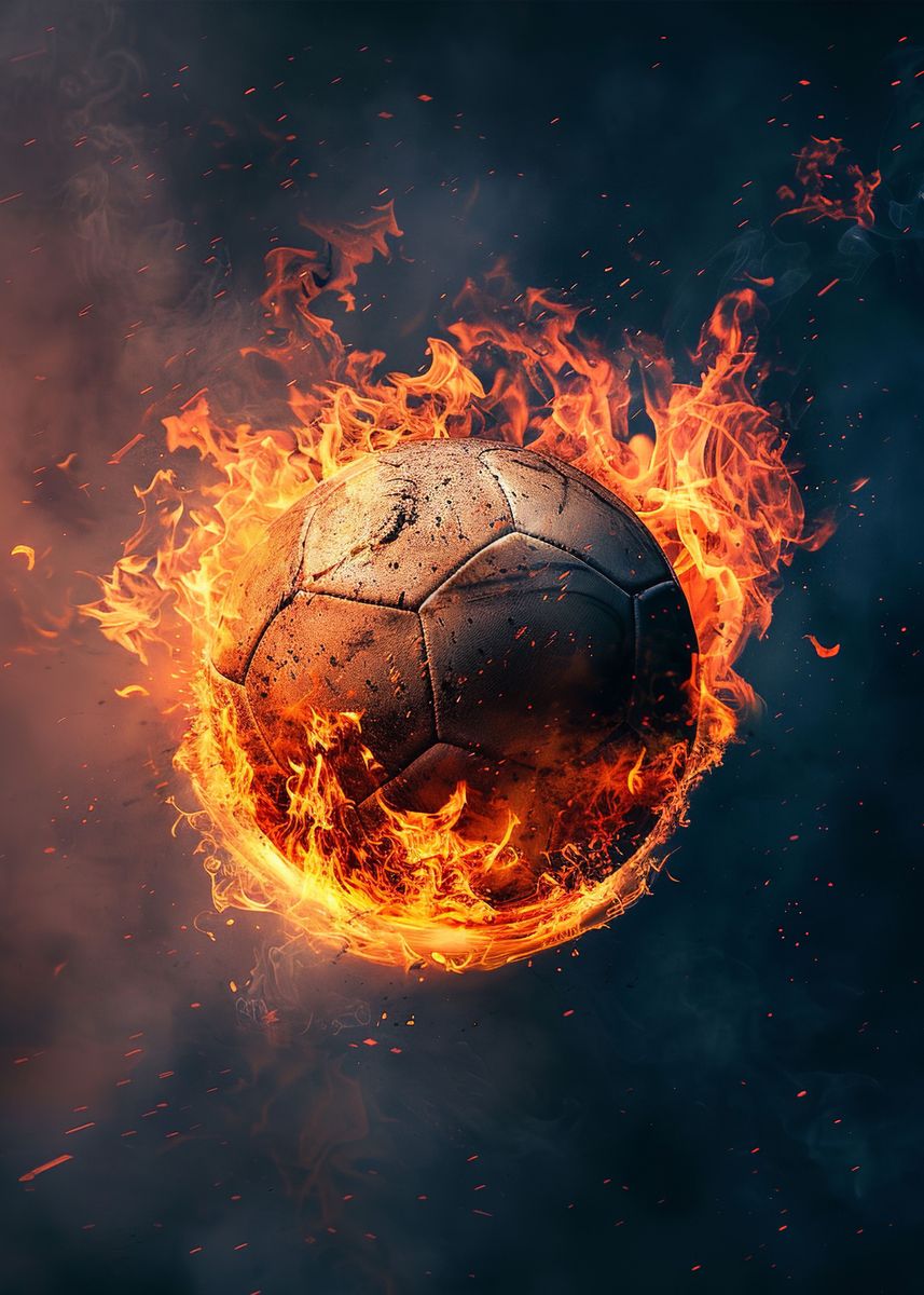 'Burning Soccer Football' Poster, picture, metal print, paint by ...