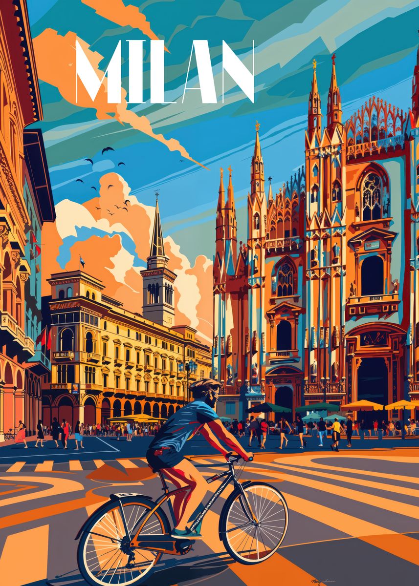 'Milan Streets' Poster, picture, metal print, paint by Powerful Words ...