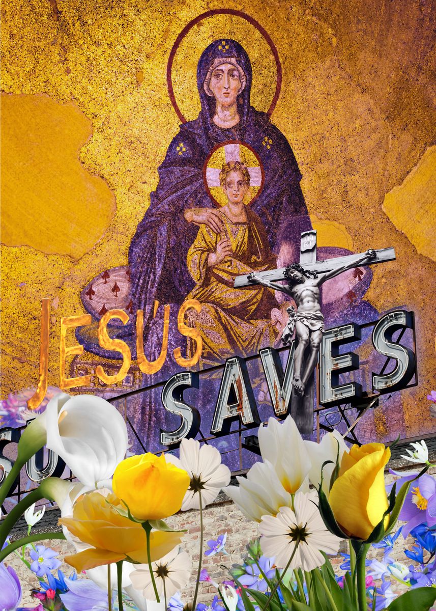 'Jesus Saves' Poster, picture, metal print, paint by Warren Wayne ...
