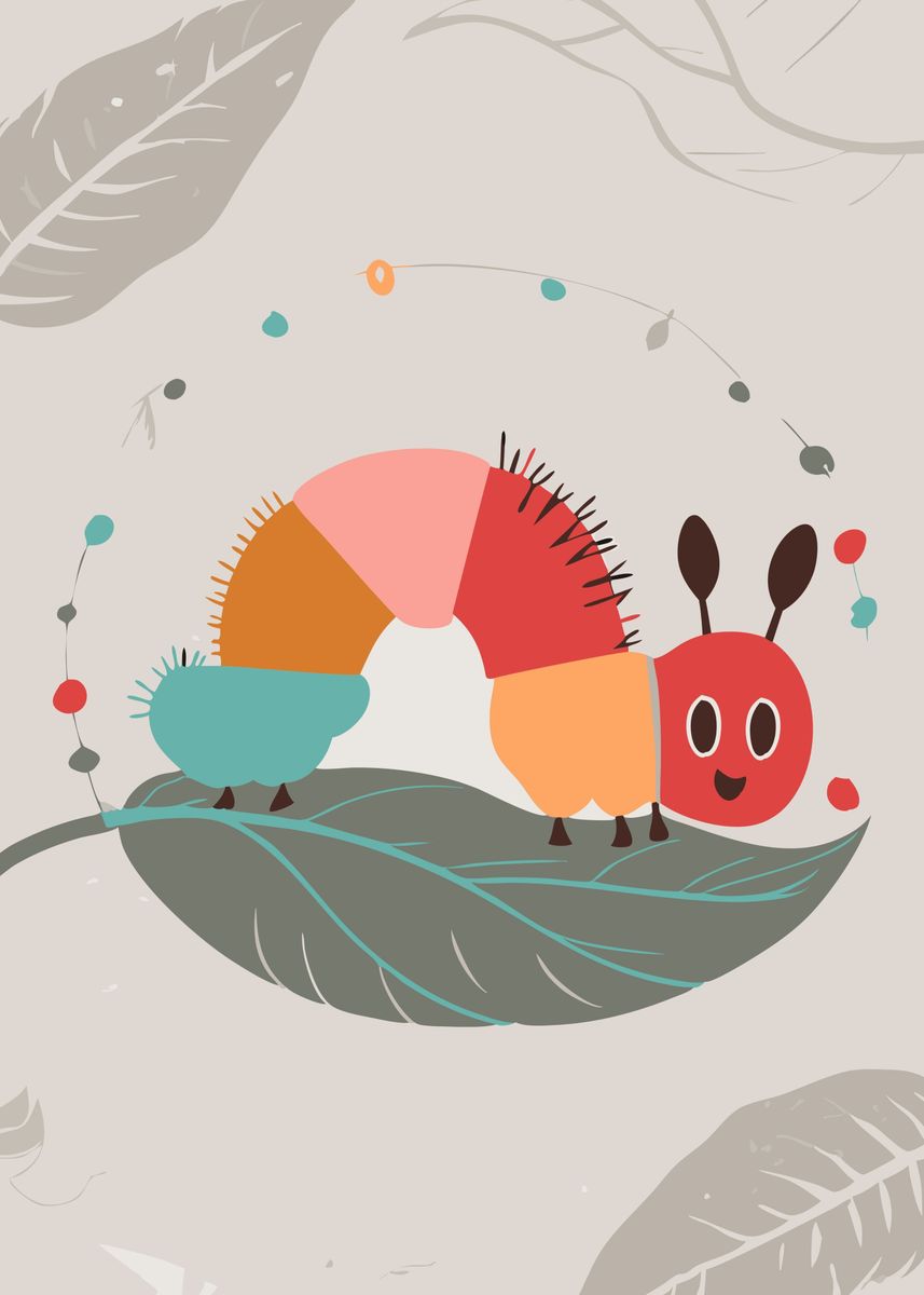 'colorful caterpillar' Poster, picture, metal print, paint by EDSON ...