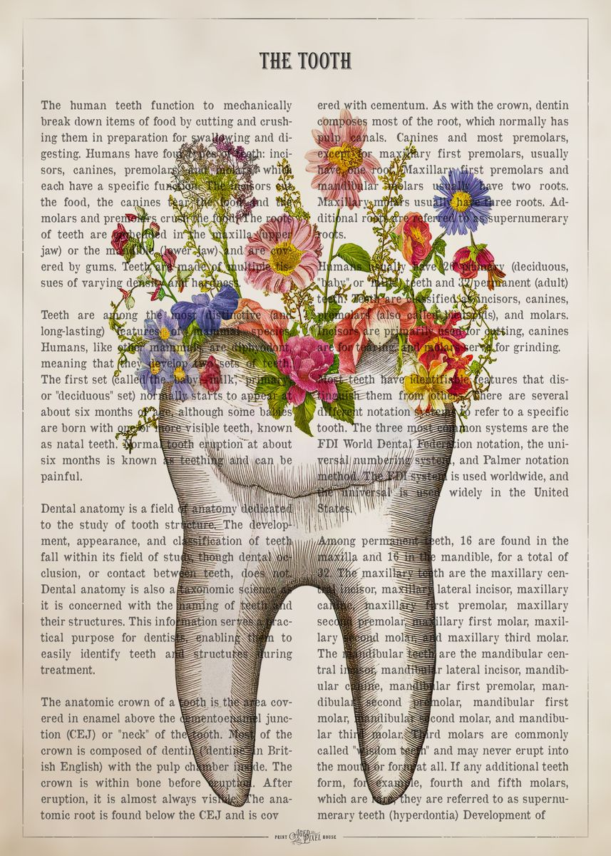 'Flower Tooth Print' Poster, picture, metal print, paint by Aged Pixel ...