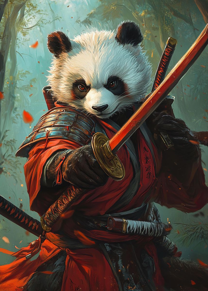 'Kung Fu Ninja Panda' Poster, picture, metal print, paint by ...