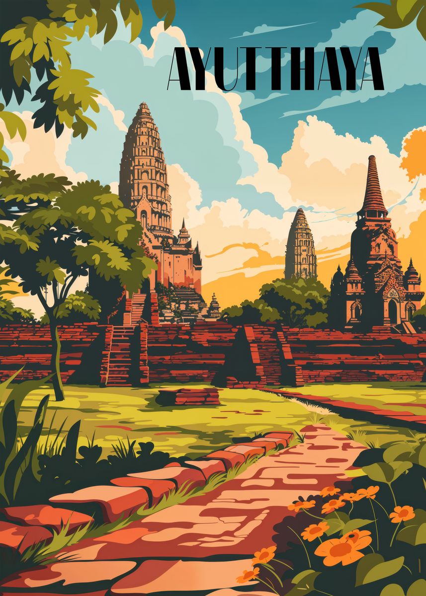 'Ayutthaya Ruins' Poster, picture, metal print, paint by Powerful Words ...