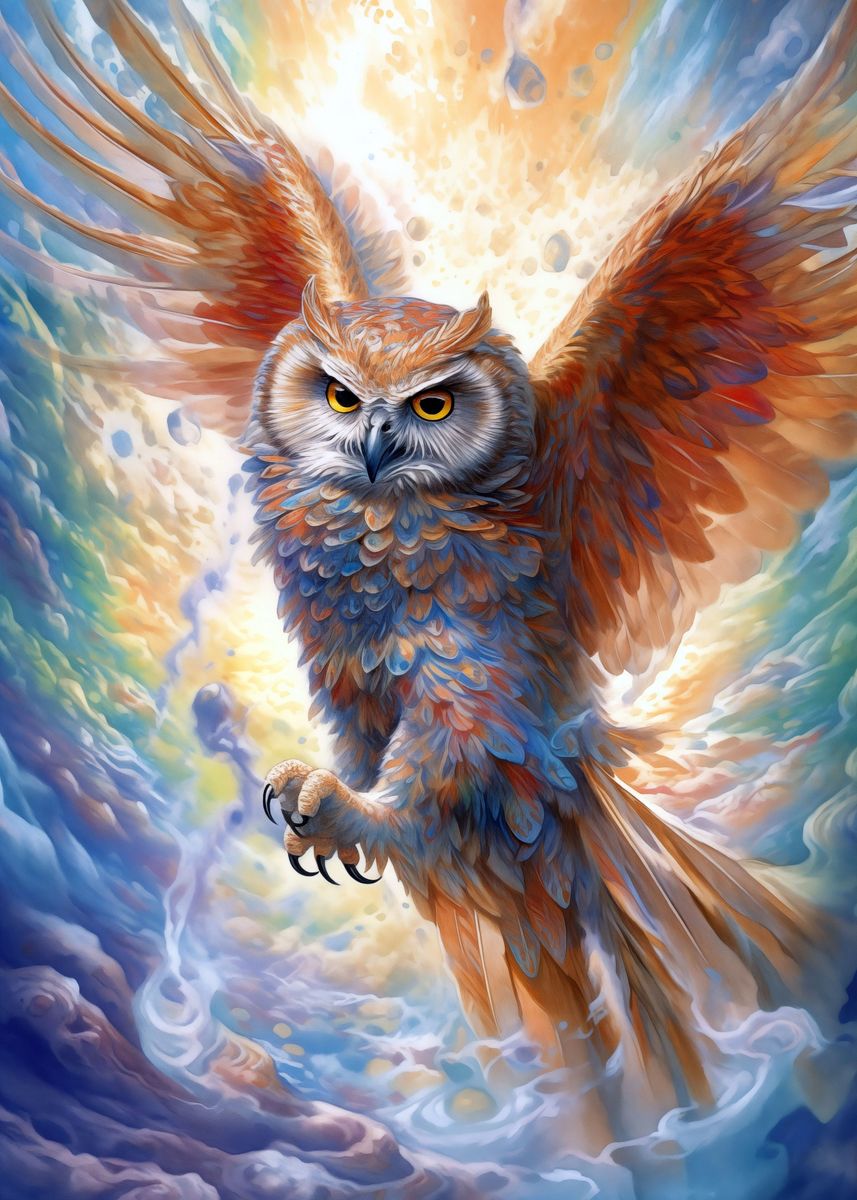 'Majestic Owl Protector' Poster, picture, metal print, paint by Elysian ...