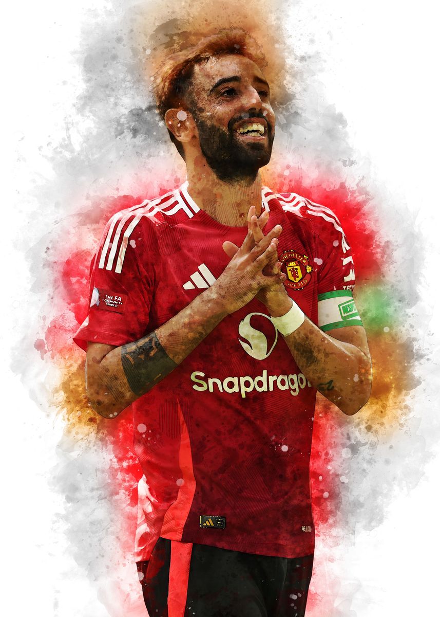 'Bruno Fernandes Splash' Poster, picture, metal print, paint by ...