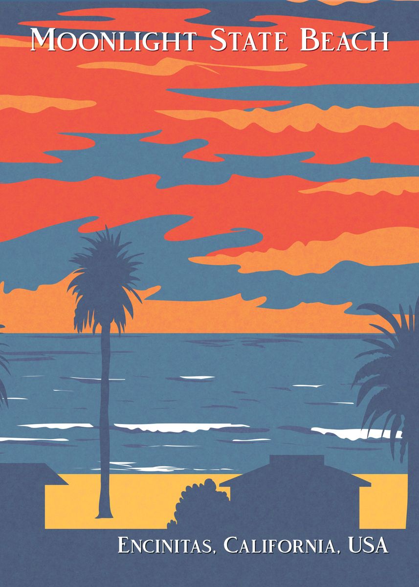 'Moonlight State Beach' Poster, picture, metal print, paint by Jordan ...