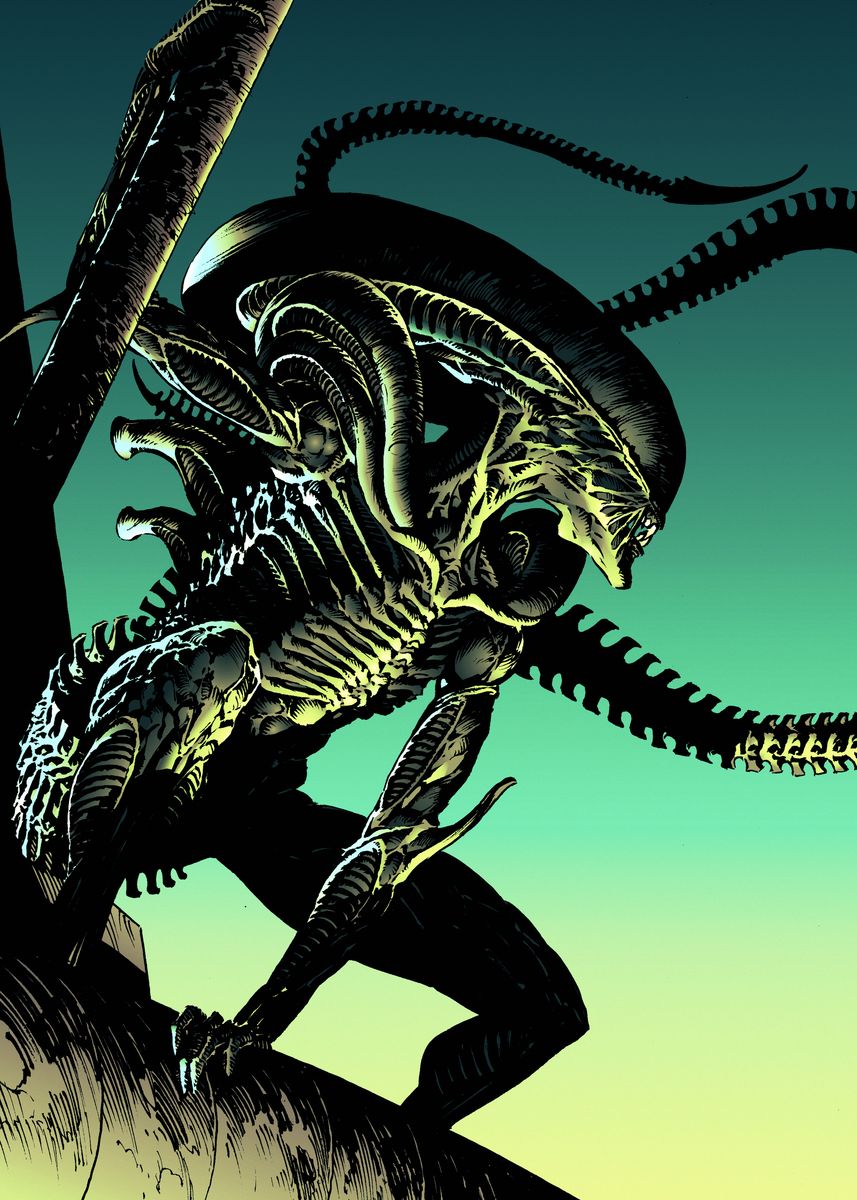 'Xenomorph Comic Pose' Poster, picture, metal print, paint by Alien ...