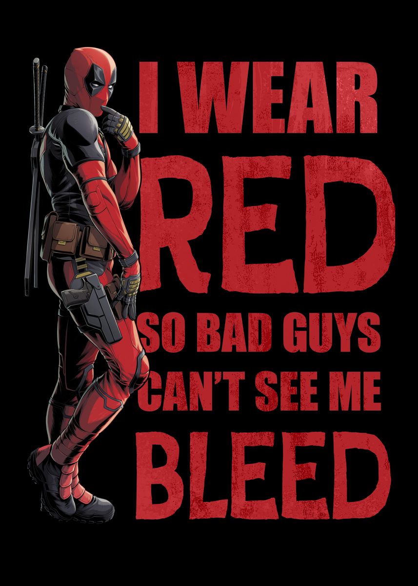 'Red Bleed Deadpool' Poster, picture, metal print, paint by Marvel ...
