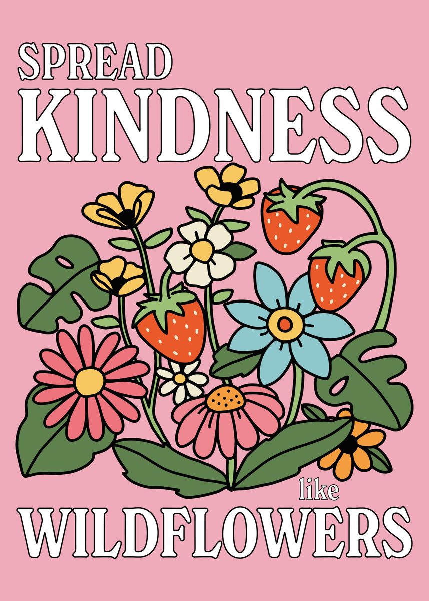 'FRAMED Pink Flowers Poster' Poster, picture, metal print, paint by ...