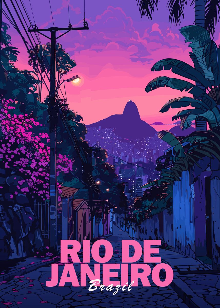 'Aesthetic Rio City' Poster, picture, metal print, paint by Adam Reed ...