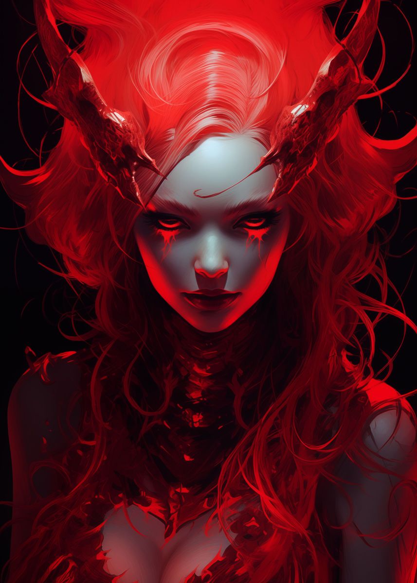 'Neon Red Demon Girl' Poster, picture, metal print, paint by Boot Hill ...