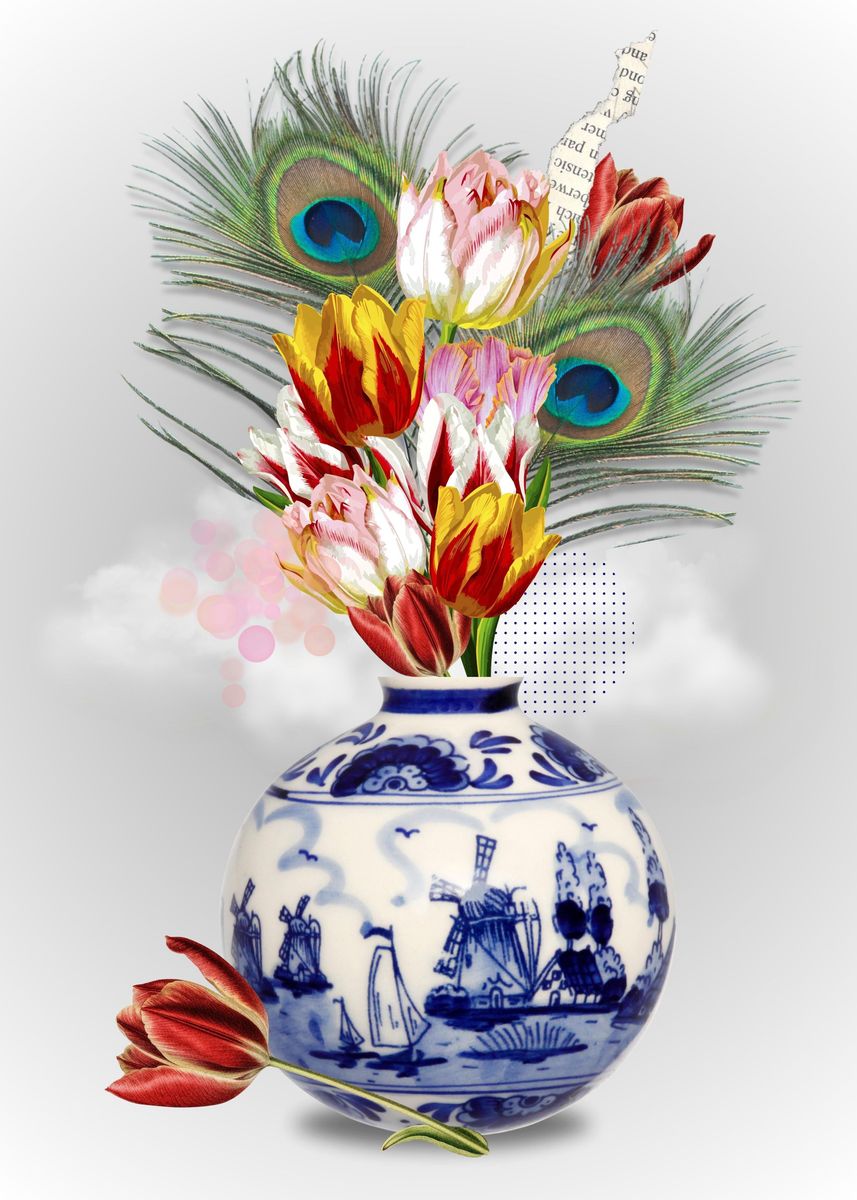 'Dutch vase with tulips' Poster, picture, metal print, paint by Monique ...