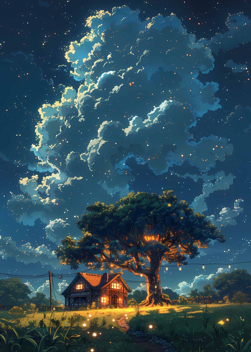 'Night Clouds' Poster, picture, metal print, paint by Fahim Emon | Displate