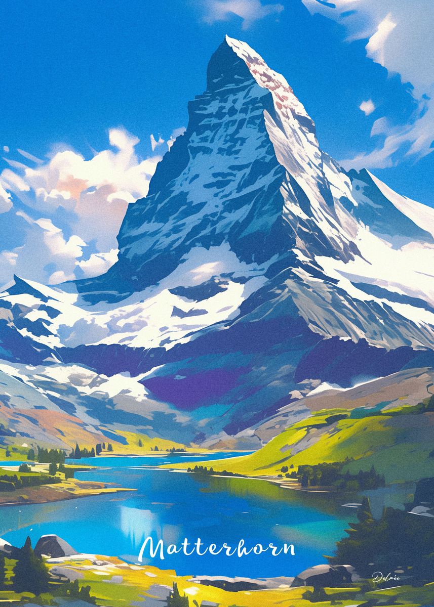 'Matterhorn Reflection' Poster, picture, metal print, paint by ...