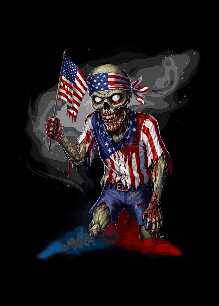 'Patriotic Halloween Zombie' Poster, picture, metal print, paint by ...