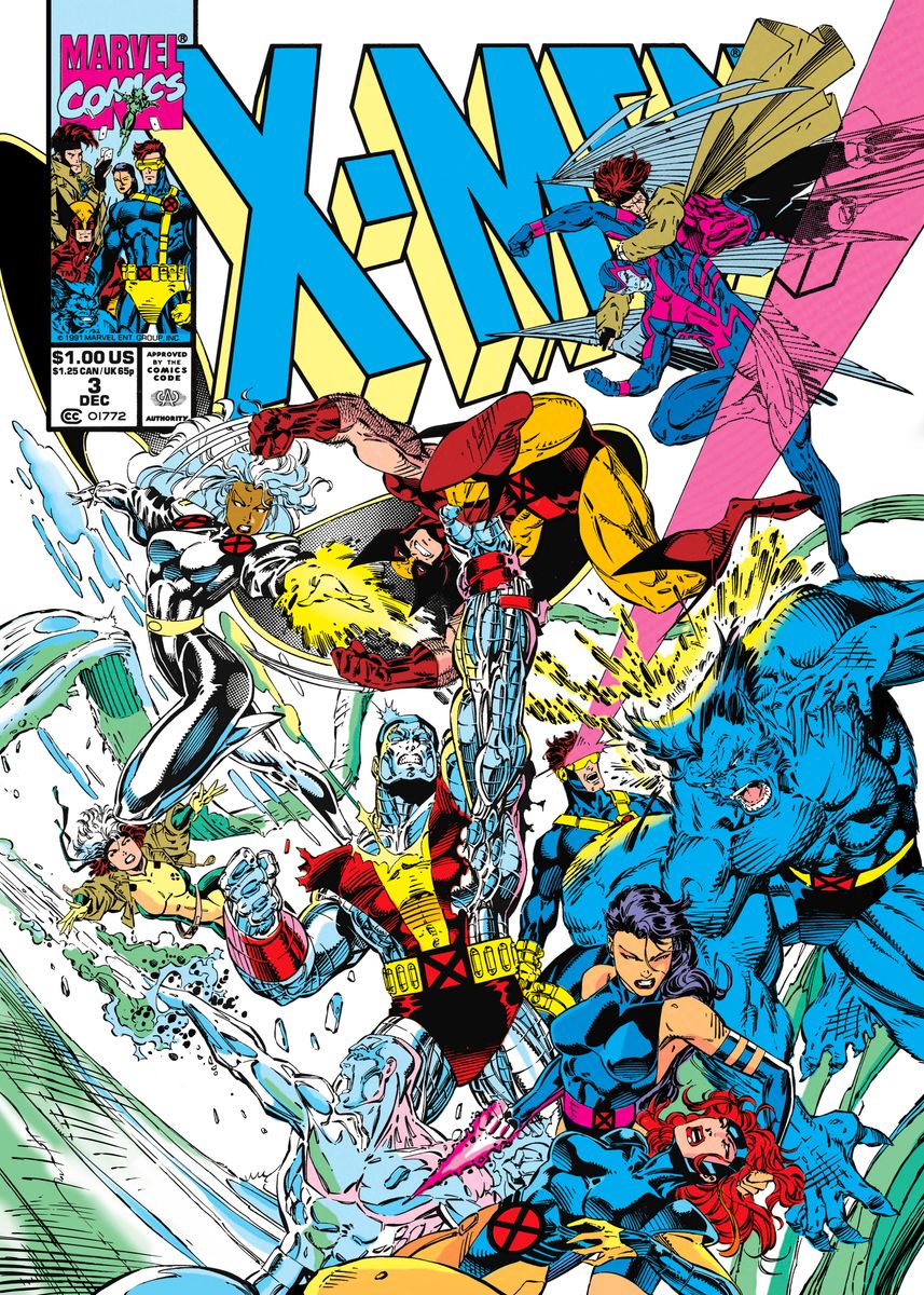 'X-Men Group Fight' Poster, picture, metal print, paint by Marvel ...