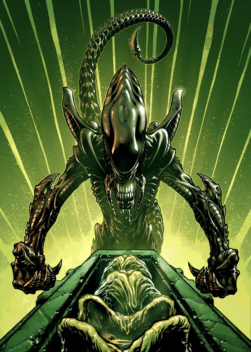 'Xenomorph and Eggs' Poster, picture, metal print, paint by Alien ...
