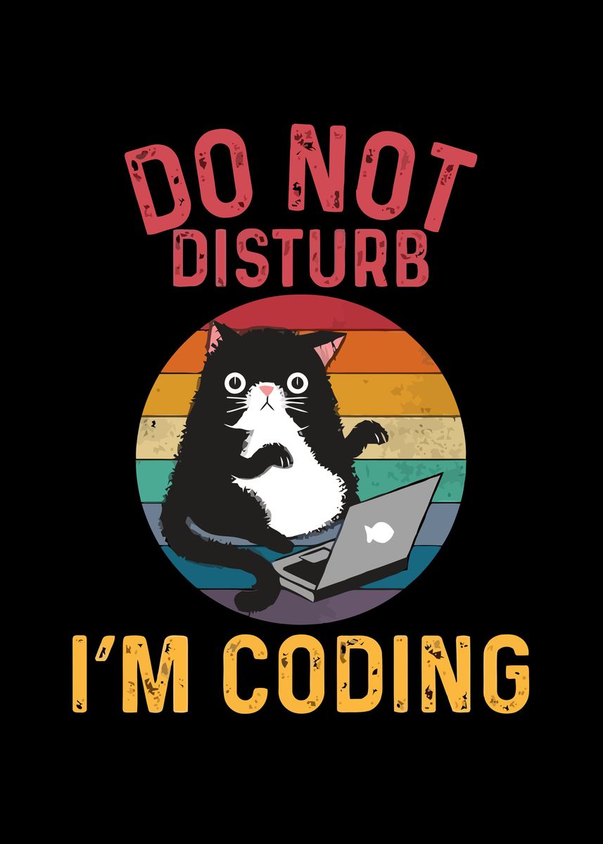 'Cat Funny Programming' Poster, picture, metal print, paint by Animal ...