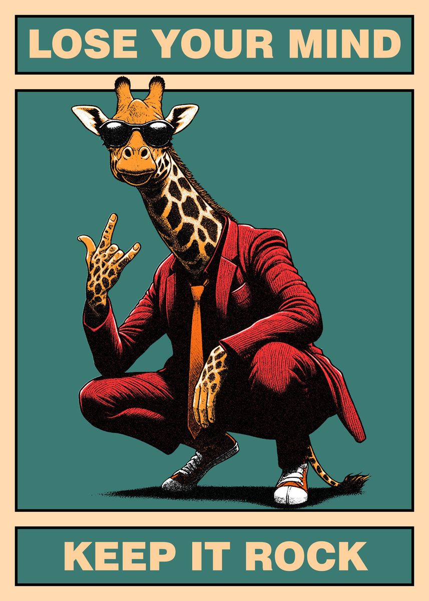 'keep it rock giraffe' Poster, picture, metal print, paint by Vyke ...