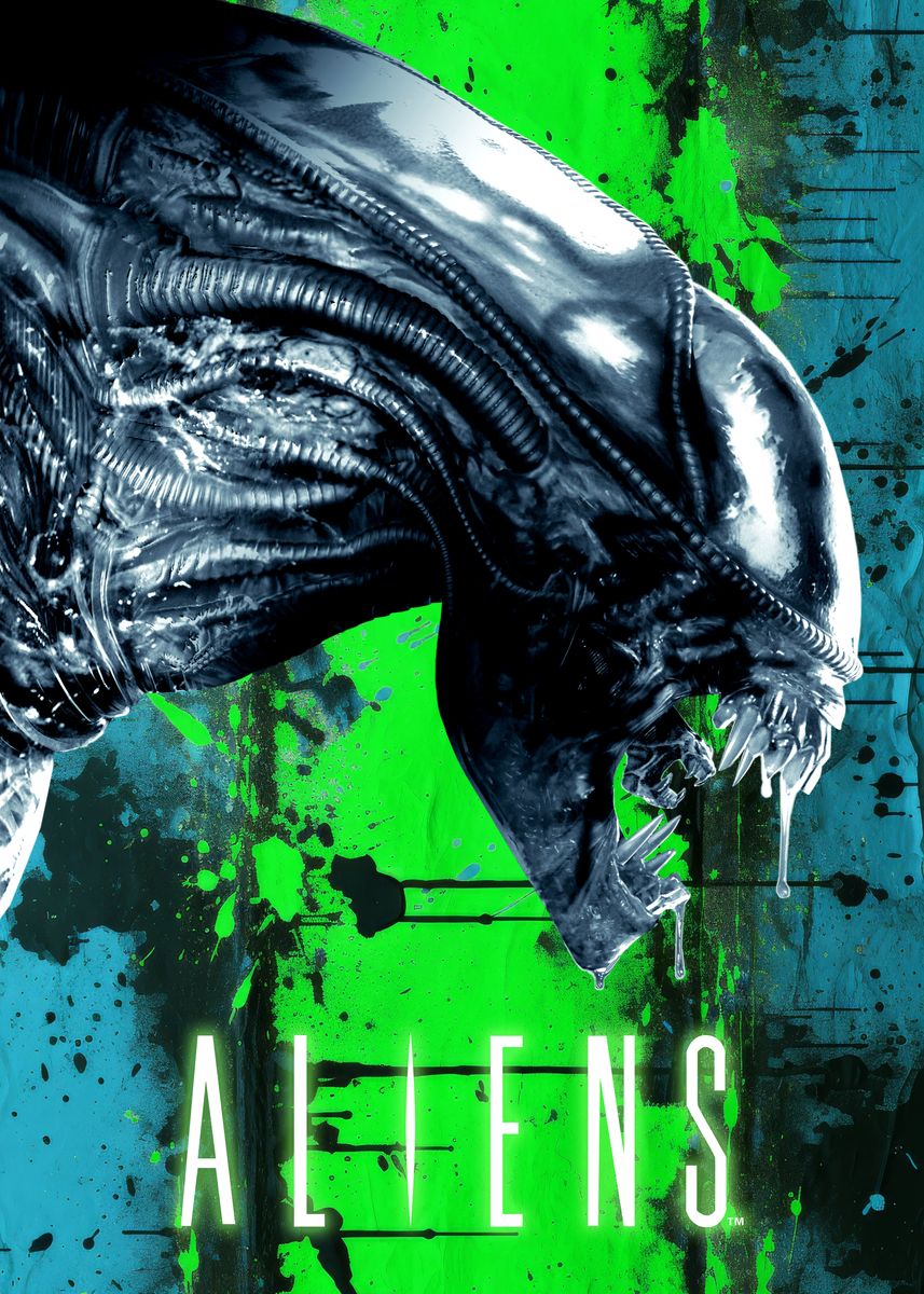 'Neon Aliens Poster' Poster, picture, metal print, paint by Alien ...