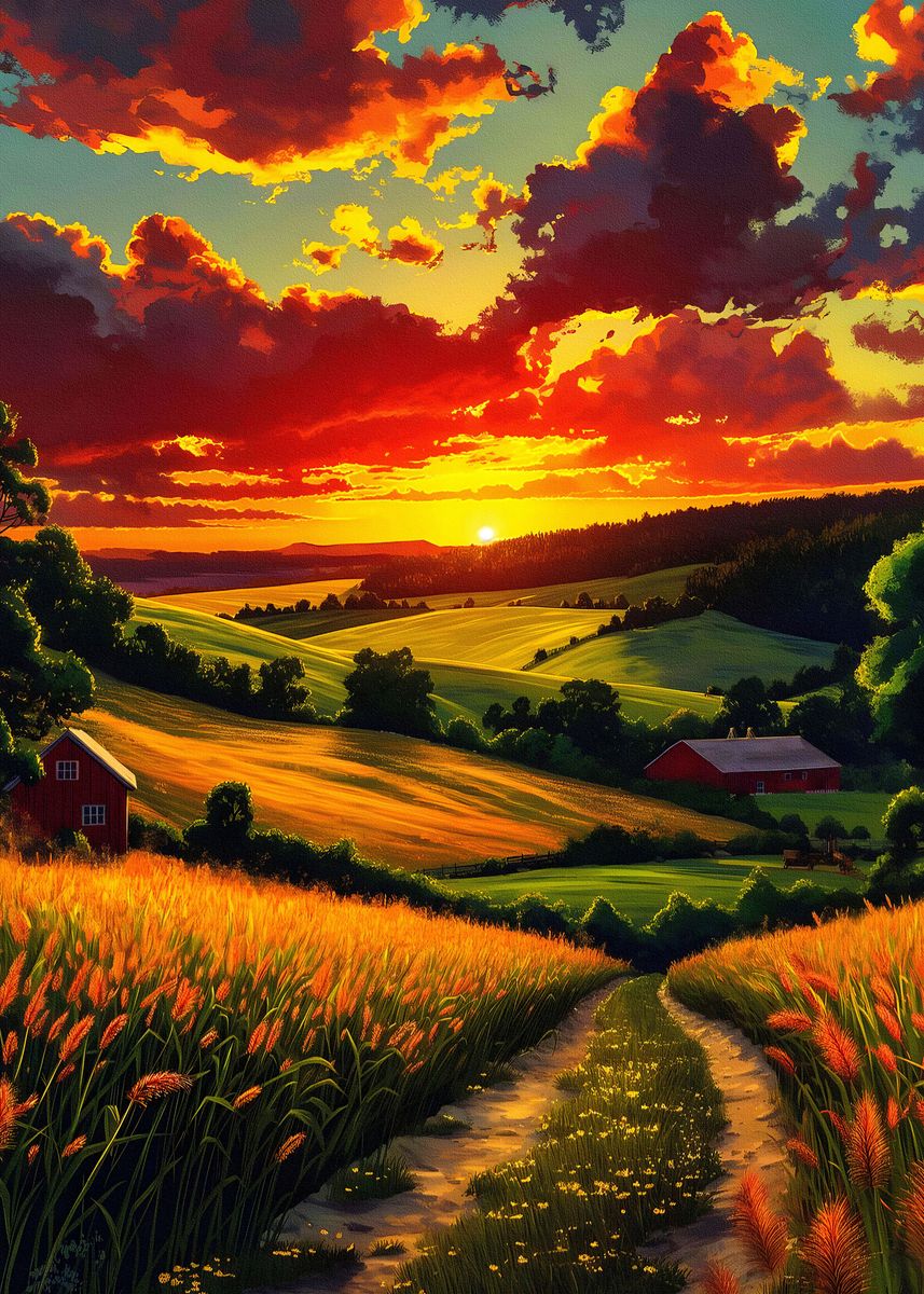 'Nature Landscape' Poster, picture, metal print, paint by tra avis ...