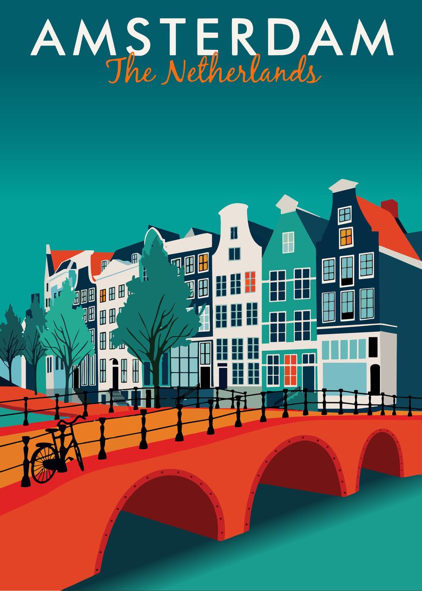 'Amsterdam' Poster, picture, metal print, paint by smart art | Displate