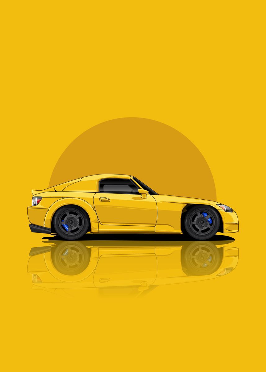 'Art Honda S2000 Yellow' Poster, picture, metal print, paint by Dodi ...
