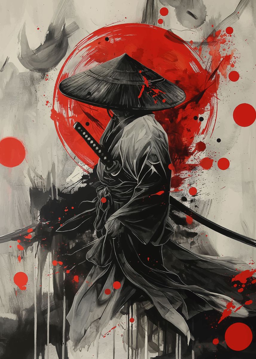 'Red Moon Samurai' Poster, picture, metal print, paint by Amateras ...