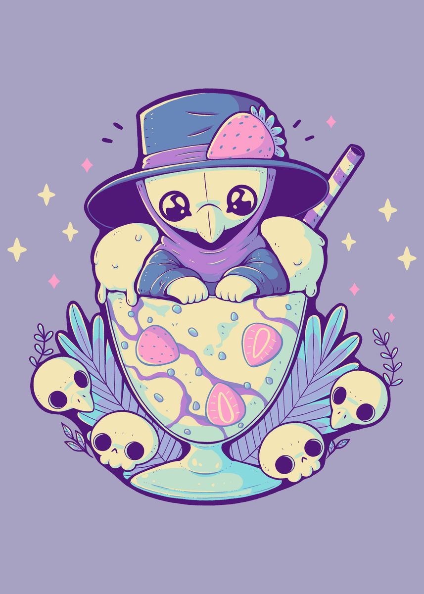 'Cute Plague Doctor Ice Cre' Poster, picture, metal print, paint by ...