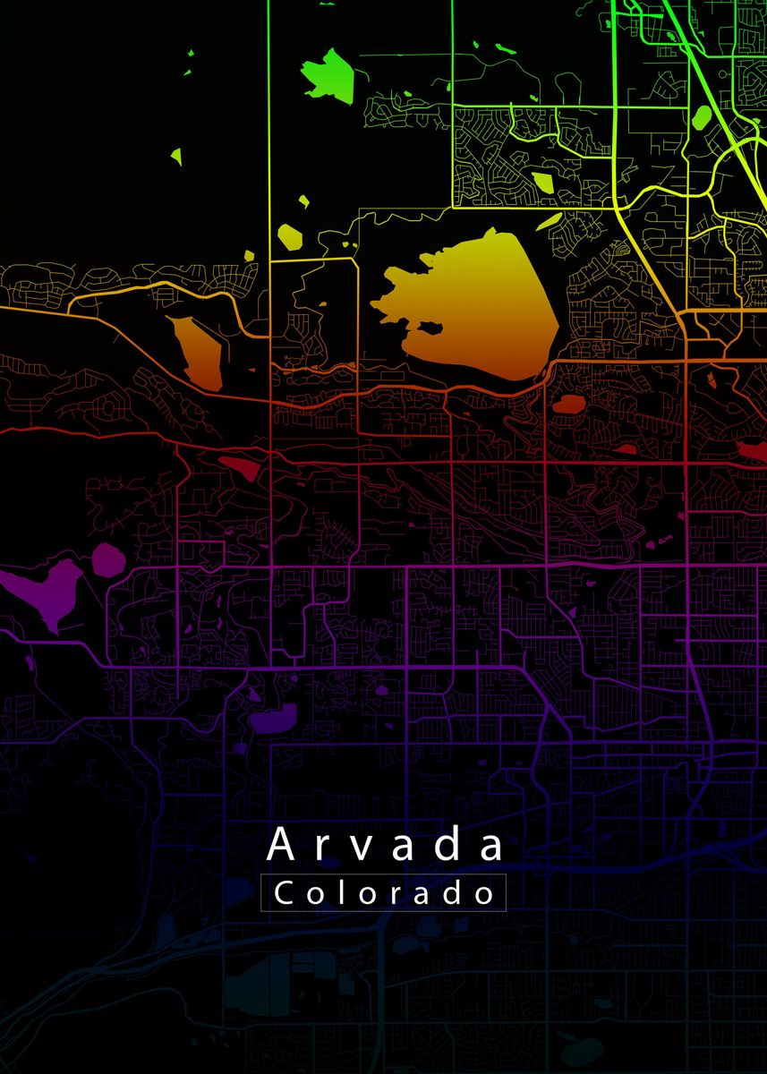 'Arvada Colorado City Map' Poster, picture, metal print, paint by ...