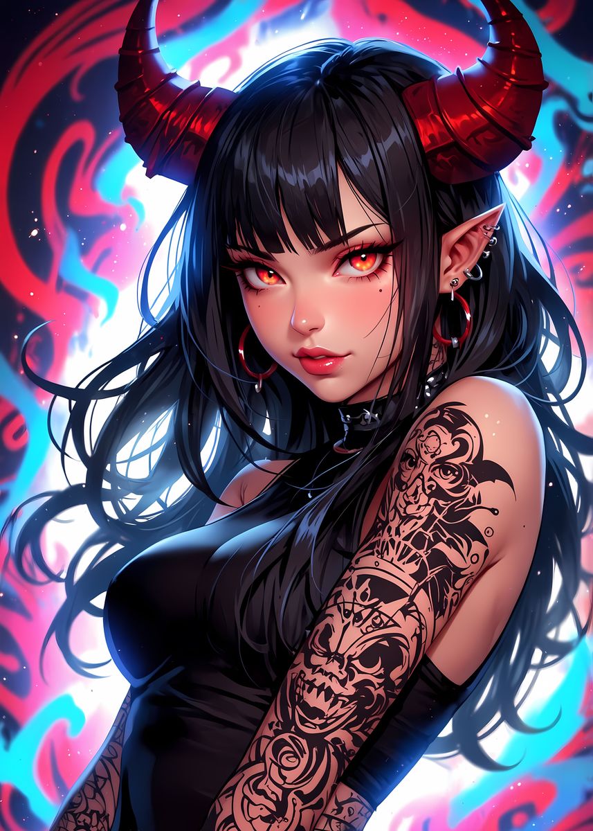 'Devilish Demon Girl' Poster, picture, metal print, paint by ...
