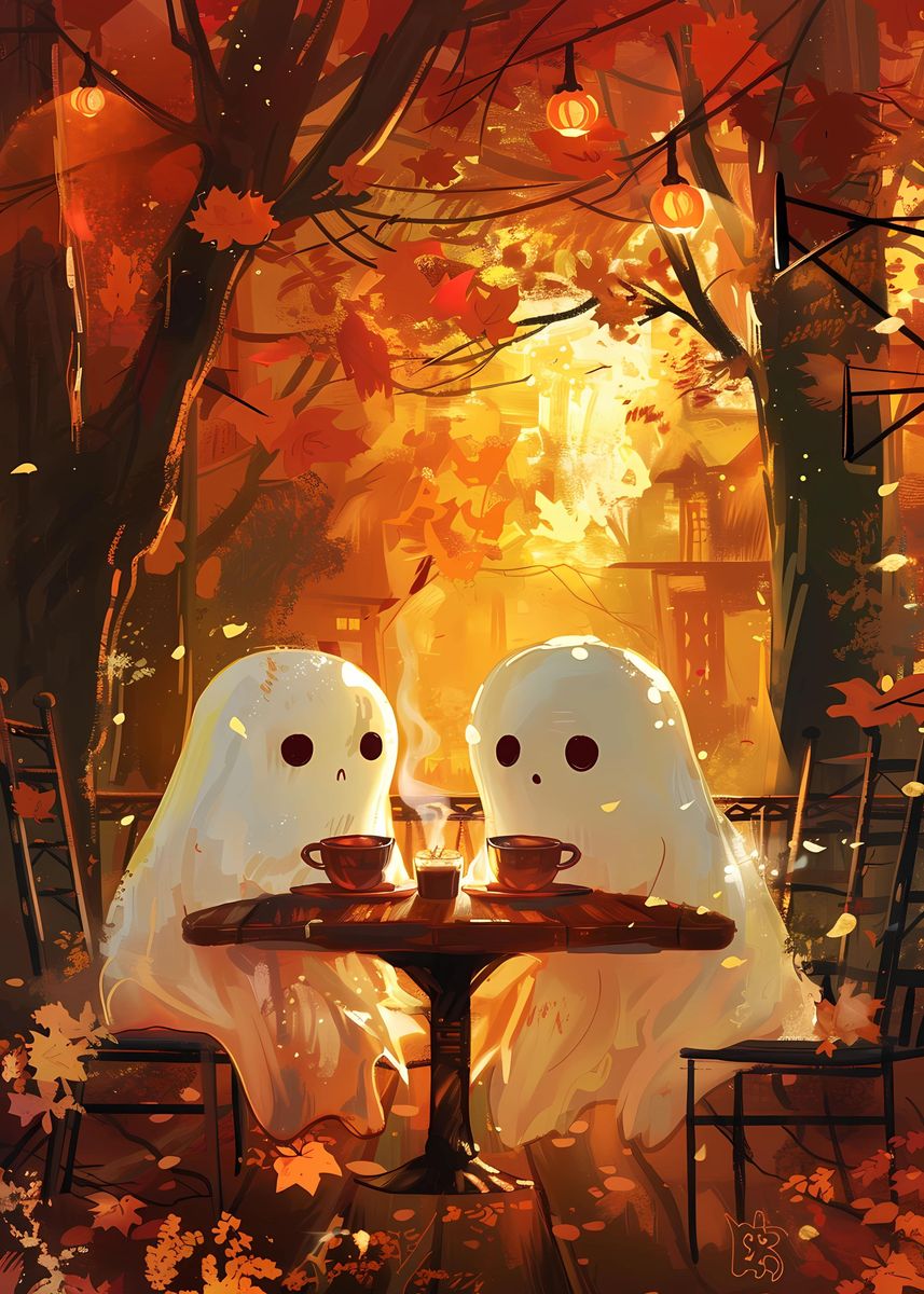 'Ghosts drinking coffee' Poster, picture, metal print, paint by ...