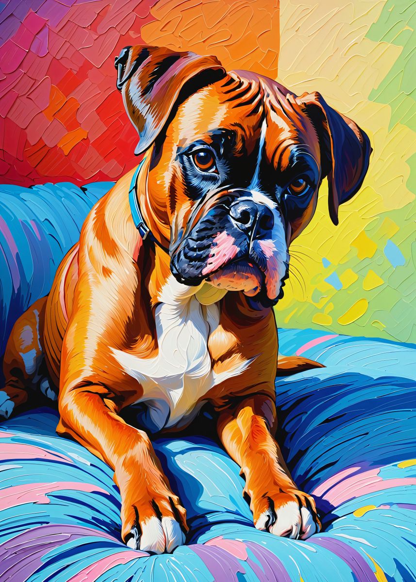 'Boxer dog' Poster, picture, metal print, paint by City Map Art Prints ...
