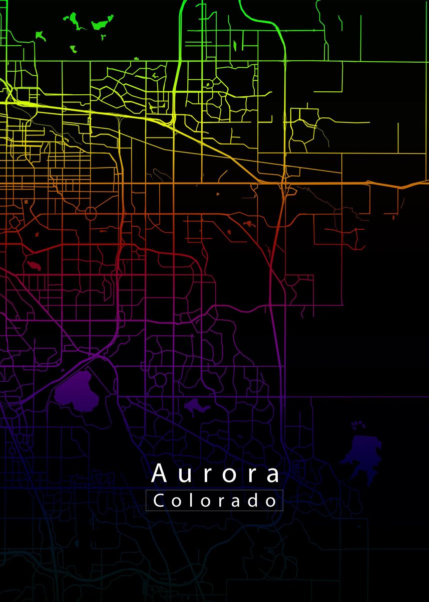 'Aurora Colorado Map' Poster, picture, metal print, paint by Mapique ...