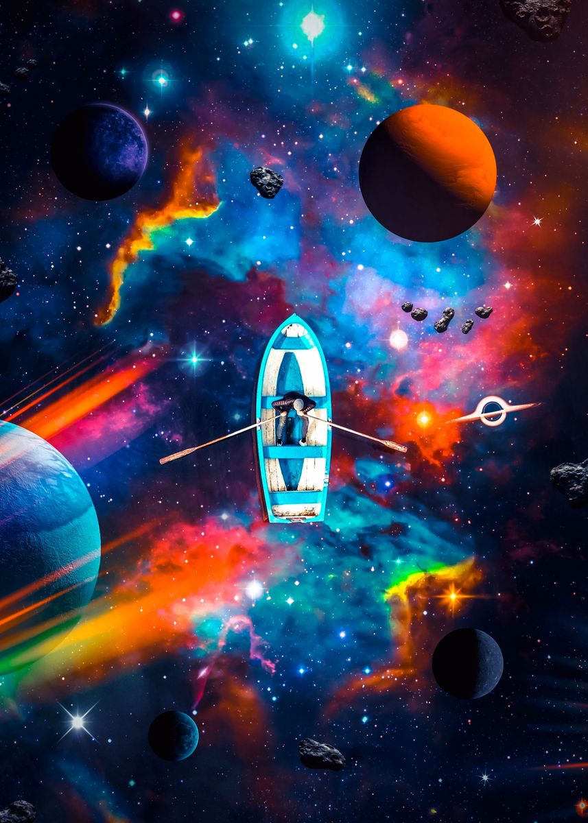 'Sail on ocean of galaxies' Poster, picture, metal print, paint by Gen ...