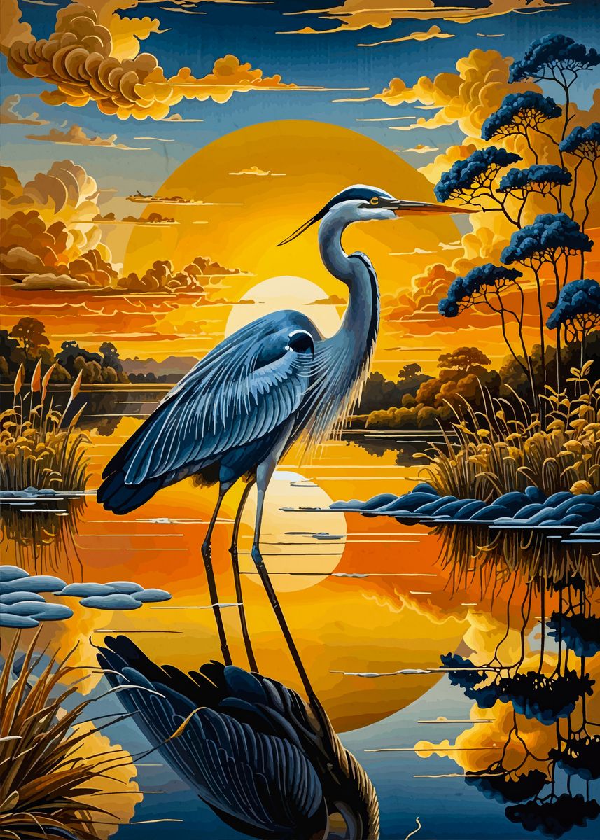 'Japanese crane' Poster, picture, metal print, paint by Zachariah ...