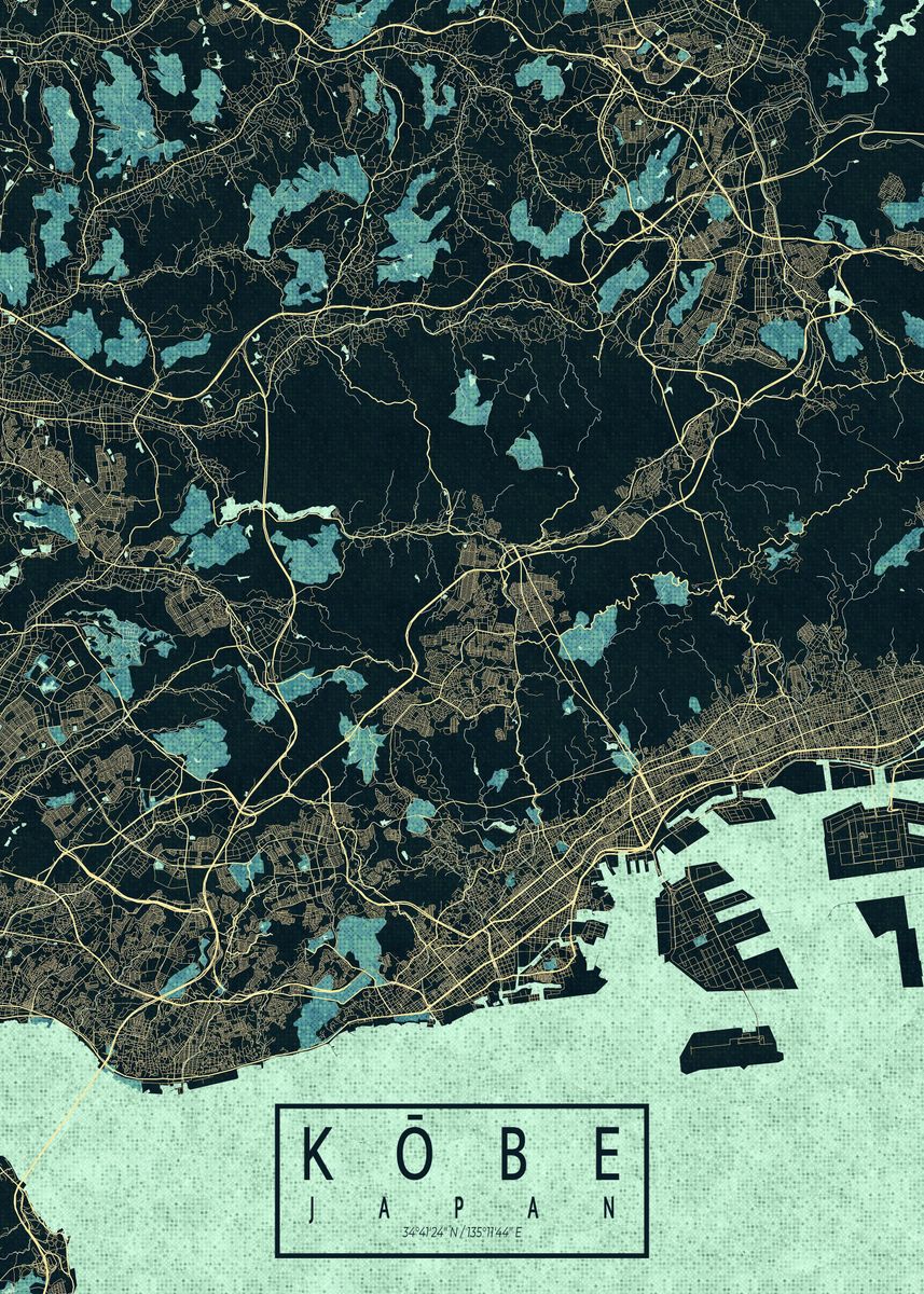 'Kobe Map Map Summer' Poster, picture, metal print, paint by deMAP ...