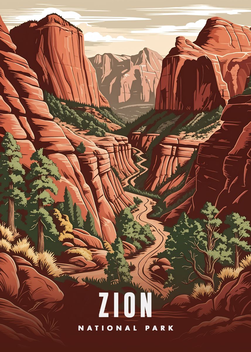 'Zion National Park' Poster, picture, metal print, paint by Fariedsfth ...
