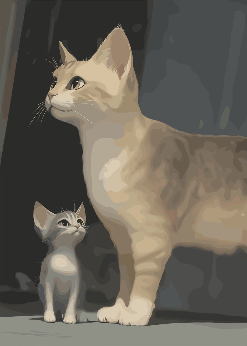 'Cat Vintage' Poster, picture, metal print, paint by Lucky Star | Displate