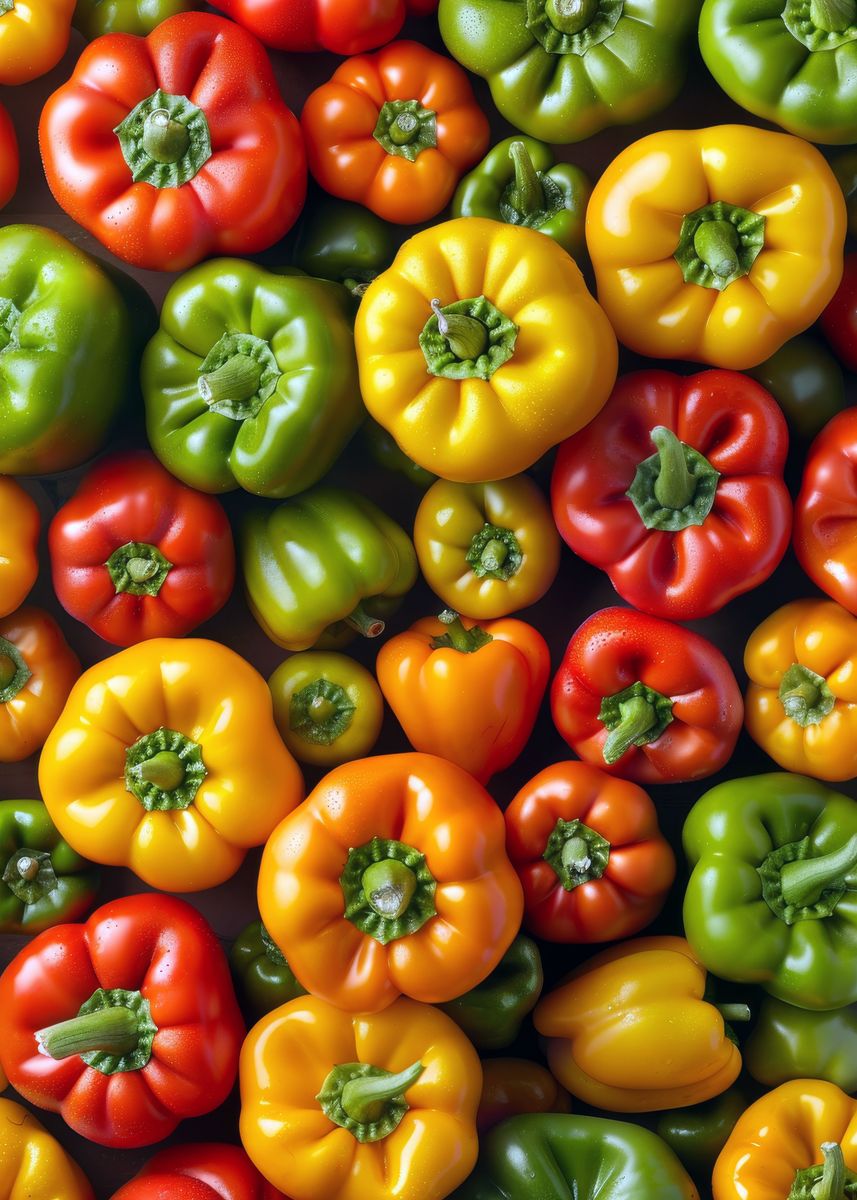 'Colorful Sweet Bell Pepper' Poster, picture, metal print, paint by ...