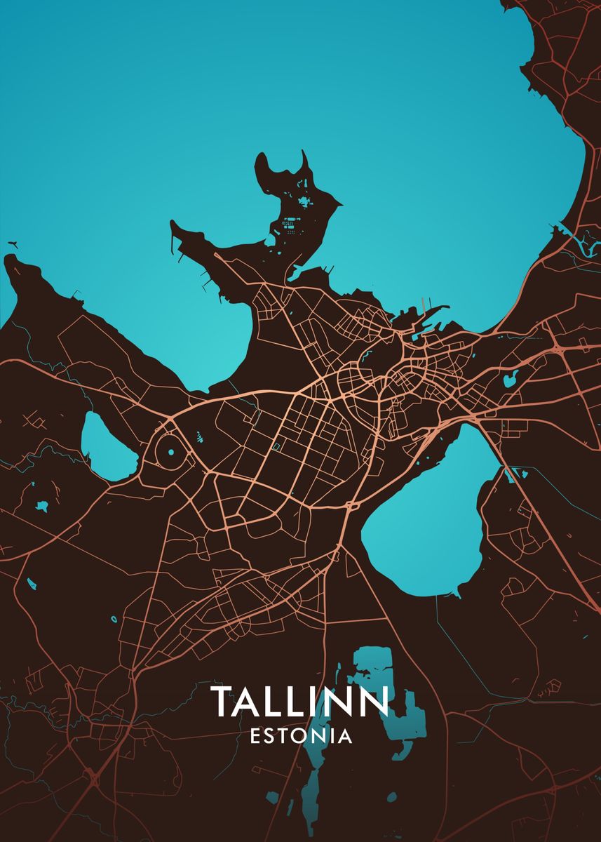 'Tallinn City Map' Poster, picture, metal print, paint by Miracle ...