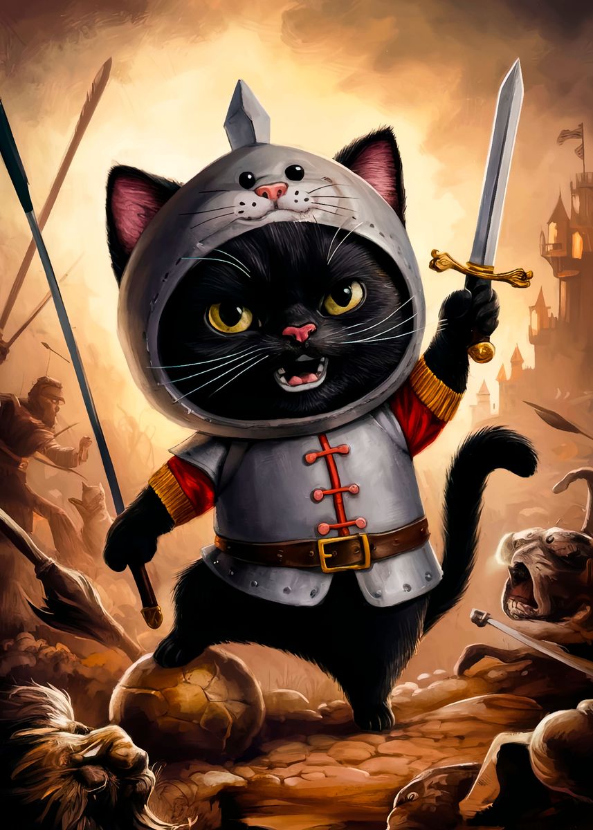'Fierce Feline Warrior' Poster, picture, metal print, paint by ...