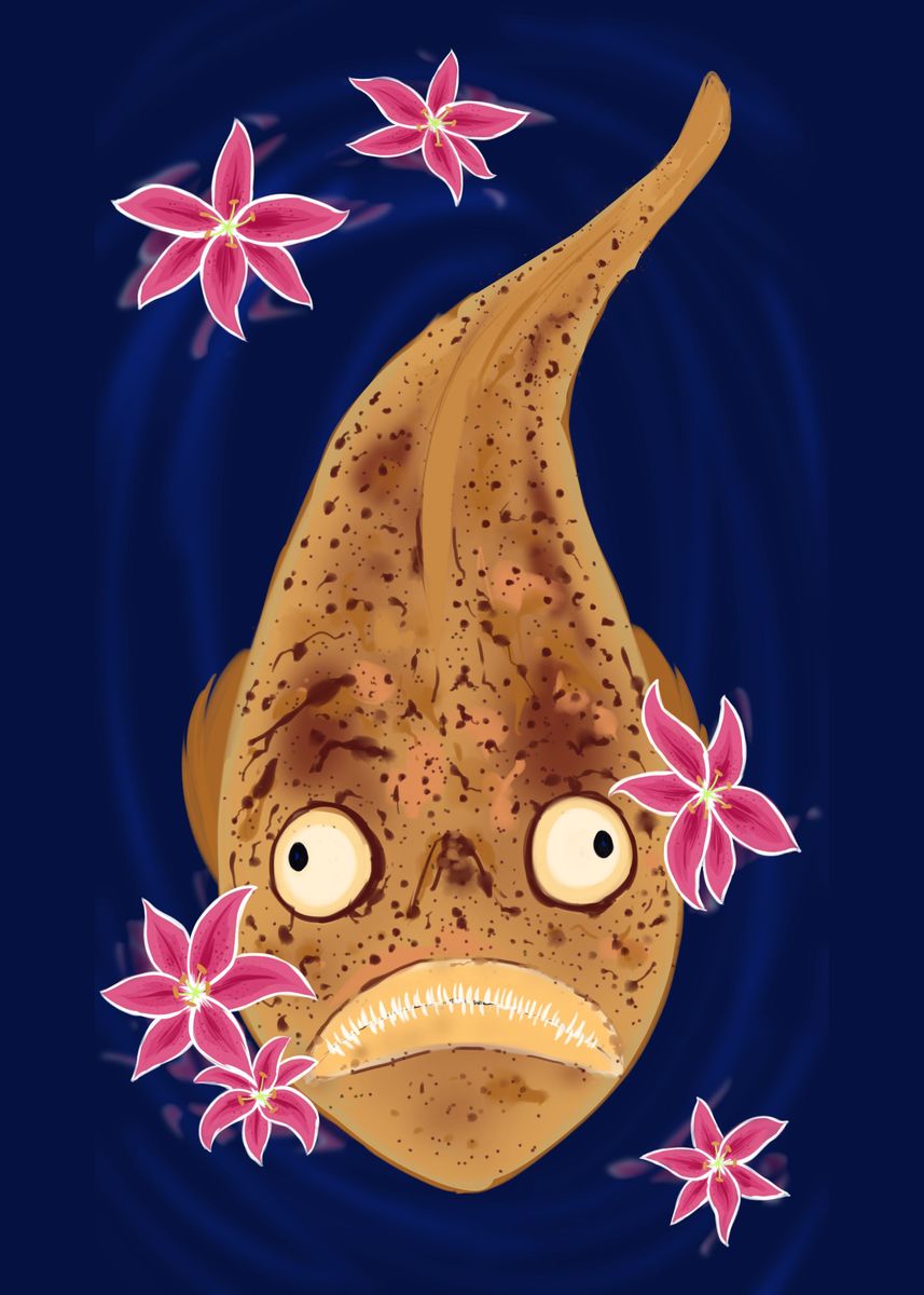 'Stargazers Fish and Lily' Poster, picture, metal print, paint by Rory Nelson | Displate