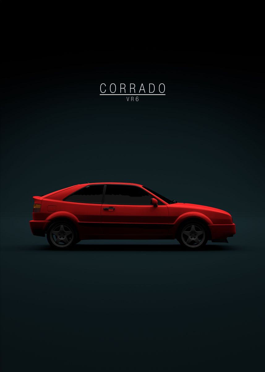 'VW Corrado VR6 1995 Red' Poster, picture, metal print, paint by 21 MXM ...