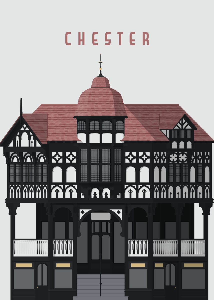 'Chester Travel Poster' Poster, picture, metal print, paint by aio ...