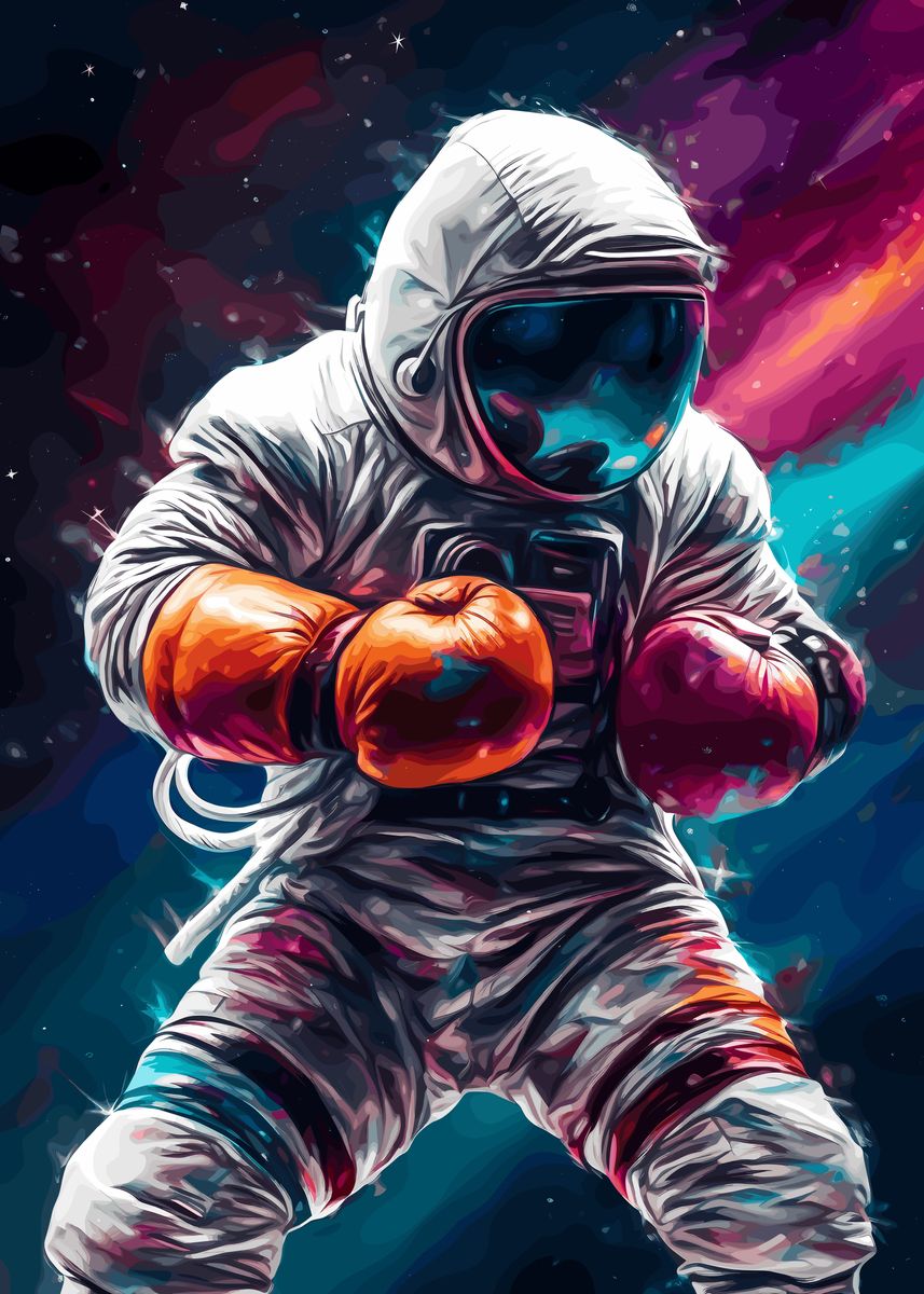 'Boxing Astronaut Fantasy' Poster, picture, metal print, paint by ...