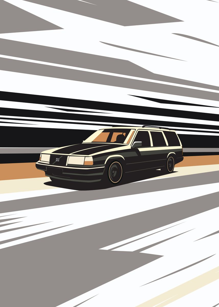 'Volvo 940 Turbo Vintage' Poster, picture, metal print, paint by ...