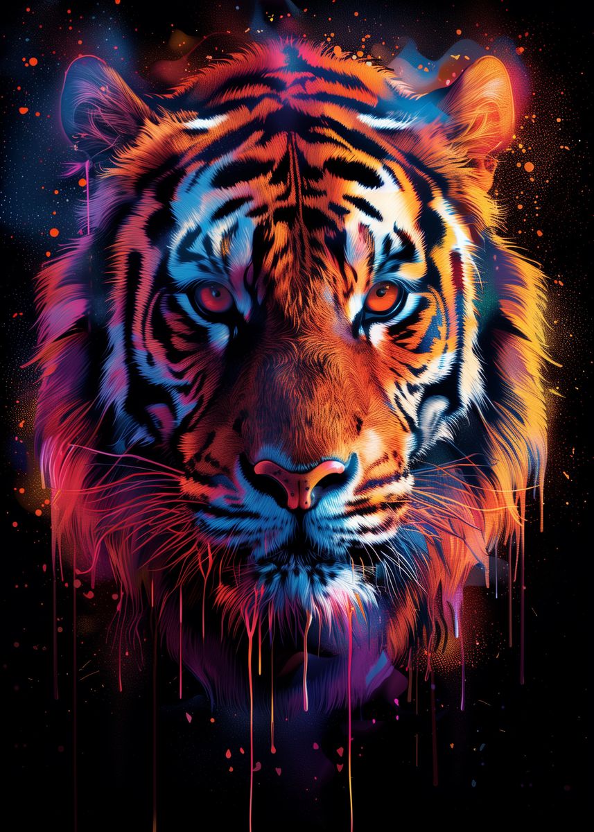 'Melting Tiger Painting' Poster, picture, metal print, paint by ...