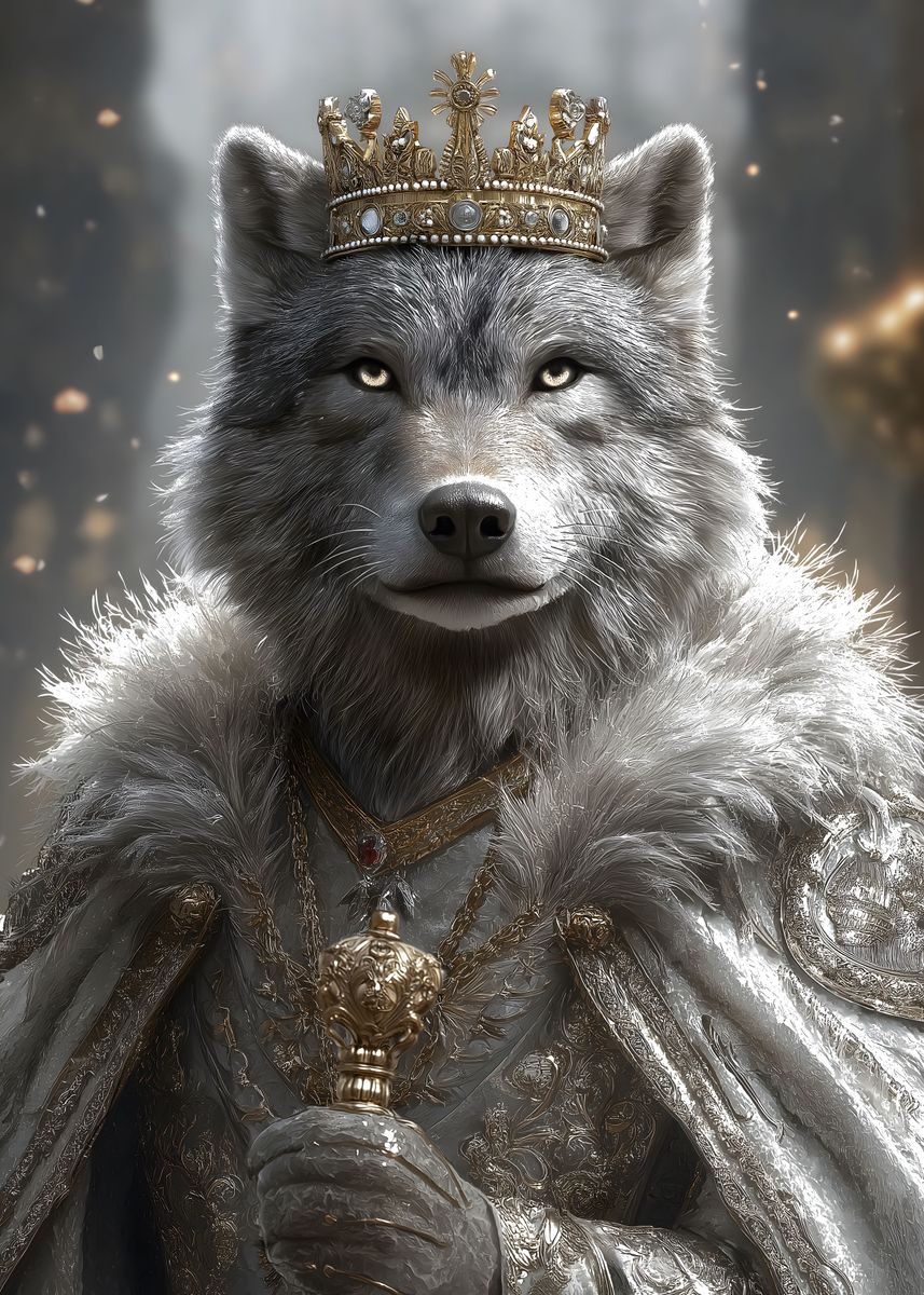 'Wolf King' Poster, picture, metal print, paint by Melvina Poole | Displate