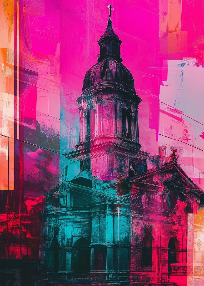 'Neon Cathedral' Poster, picture, metal print, paint by Void Studios ...